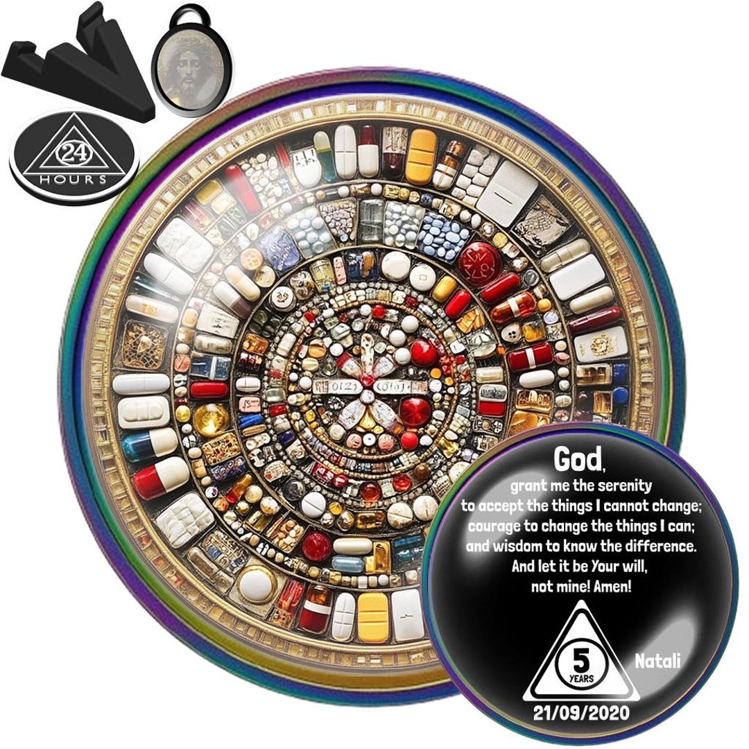 NA Recovery Sobriety Coin - Rainbow Clean Time Token - Etsy