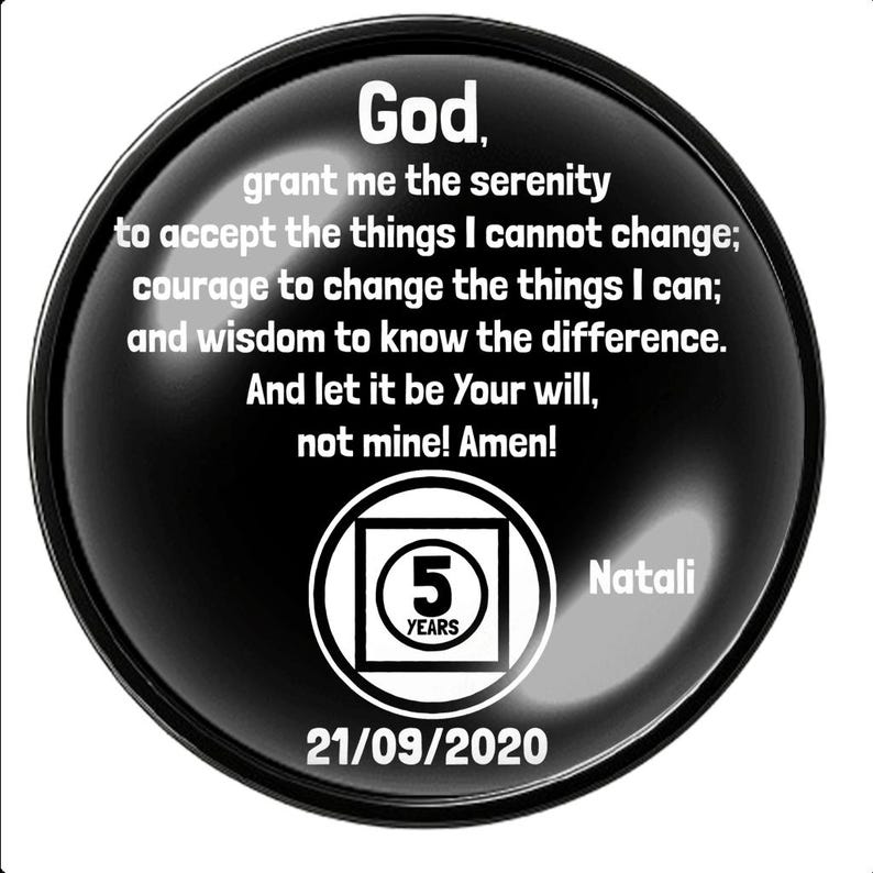 Black Jesus Sobriety Coin With Serenity Prayer | AA NA Recovery ...