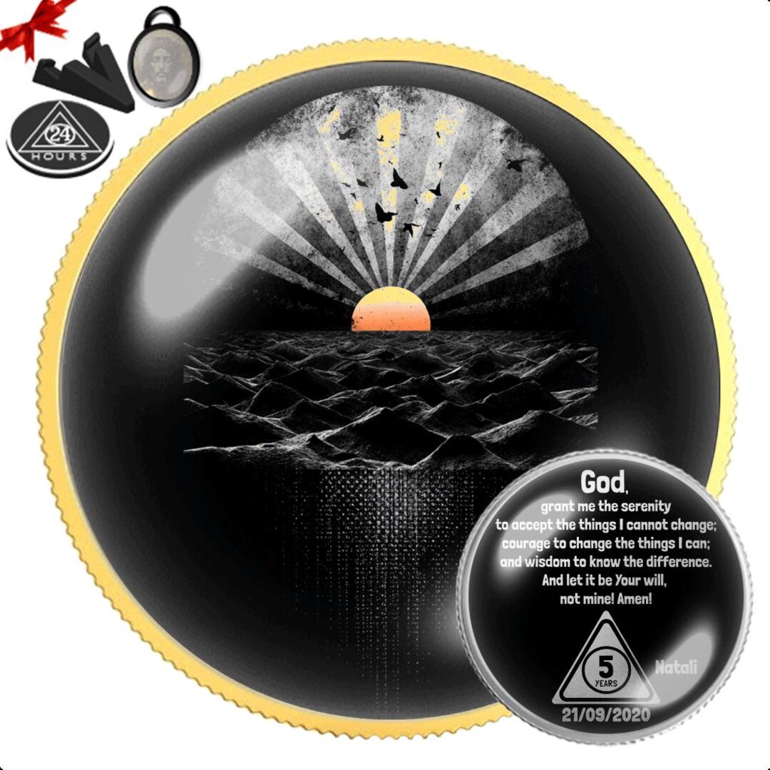 Sobriety Coin for AA NA Recovery | Clean Time Milestone Medallion ...