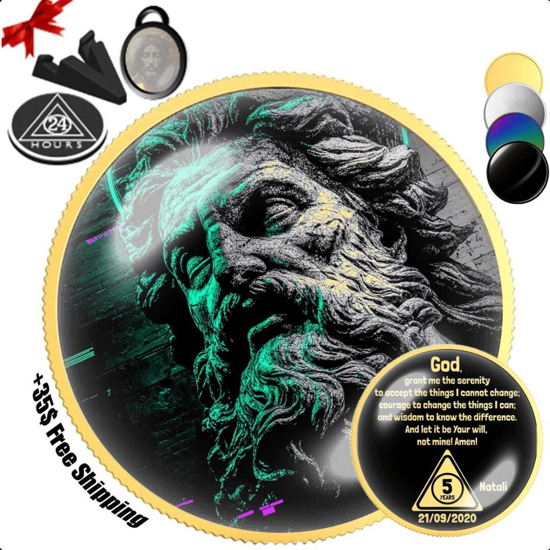 God Sobriety Coin With Faith Message | AA NA Recovery Medallion | Clean ...