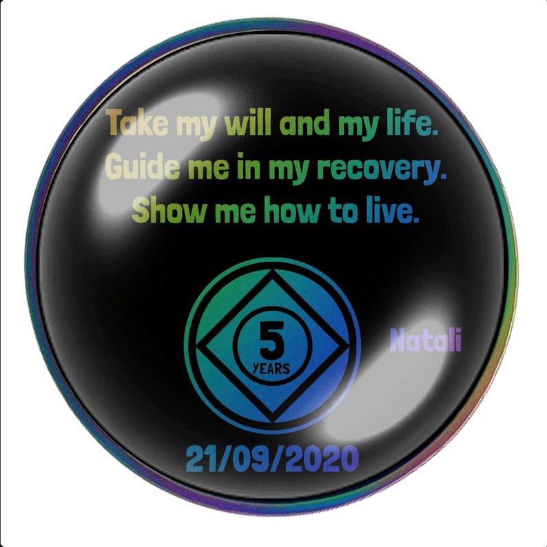 Sobriety Coin | AA Medallion | One Year Sober | Serenity Prayer ...