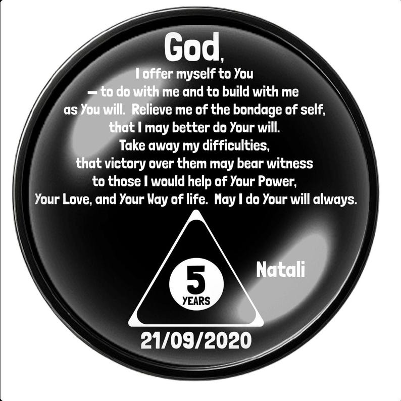 Black Jesus Sobriety Coin With Serenity Prayer | AA NA Recovery ...
