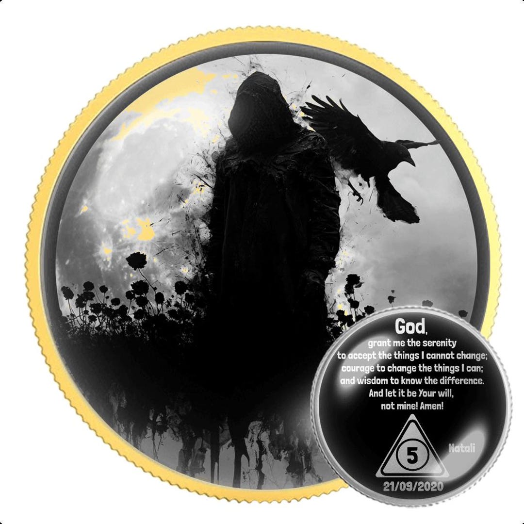 Demon Sobriety Coin – AA/NA Recovery Medallion With Serenity Prayer ...