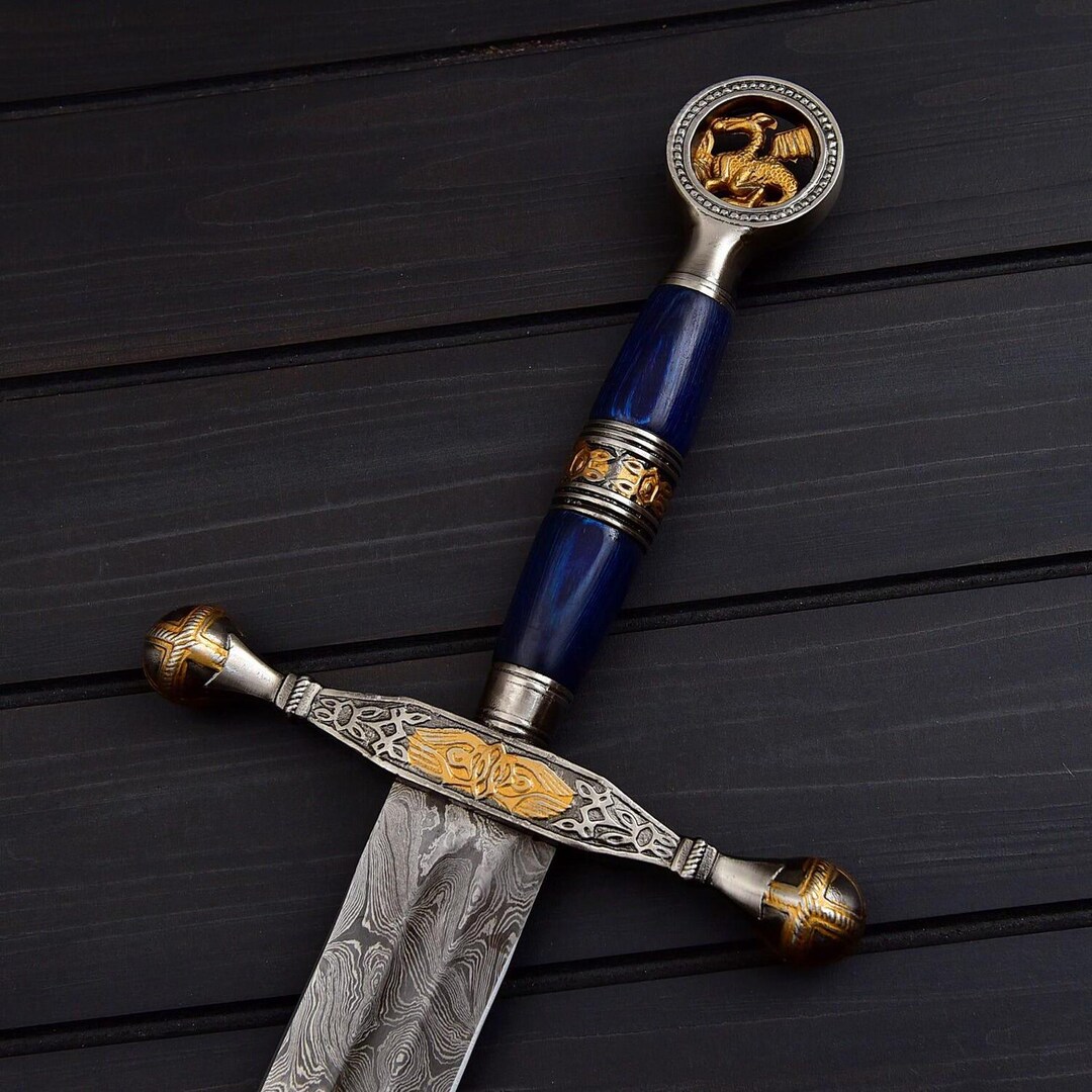 Custom Handmade Saint George Dragon Saber Fantasy Sword 36" Dull Blade ...