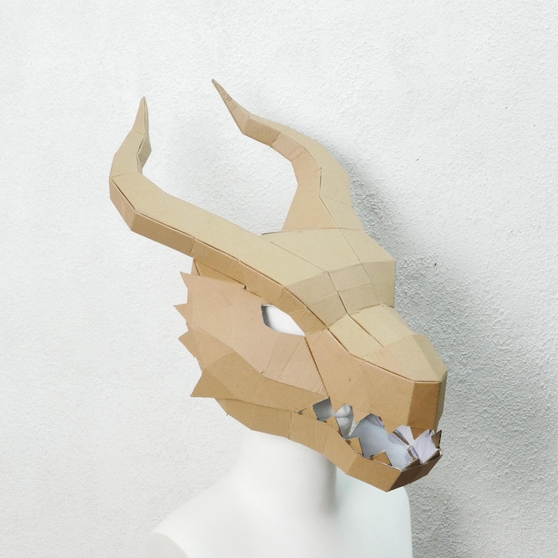 Dragon Head Helmet Cardboard Template With Video Tutorial – Printable ...