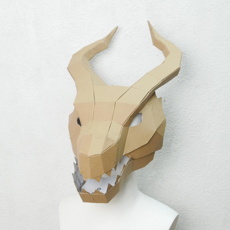 Dragon Head Helmet Cardboard Template With Video Tutorial – Printable ...