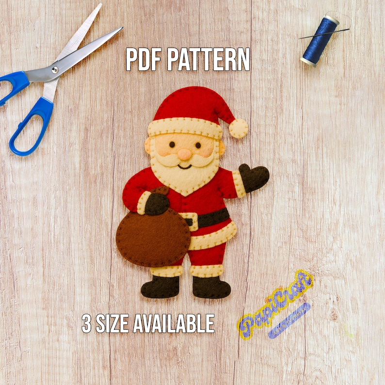 Felt Santa Ornament PDF Sewing Pattern – Cute Christmas Santa Plush ...