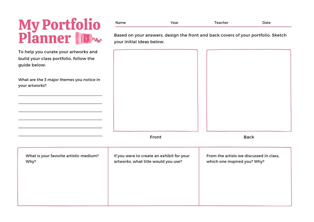 My Portfolio Planner Worksheet | Digital Art Portfolio Guide for ...