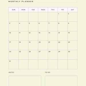Minimalist Monthly Planner Printable | 2025 Calendar | A4 & US Letter ...