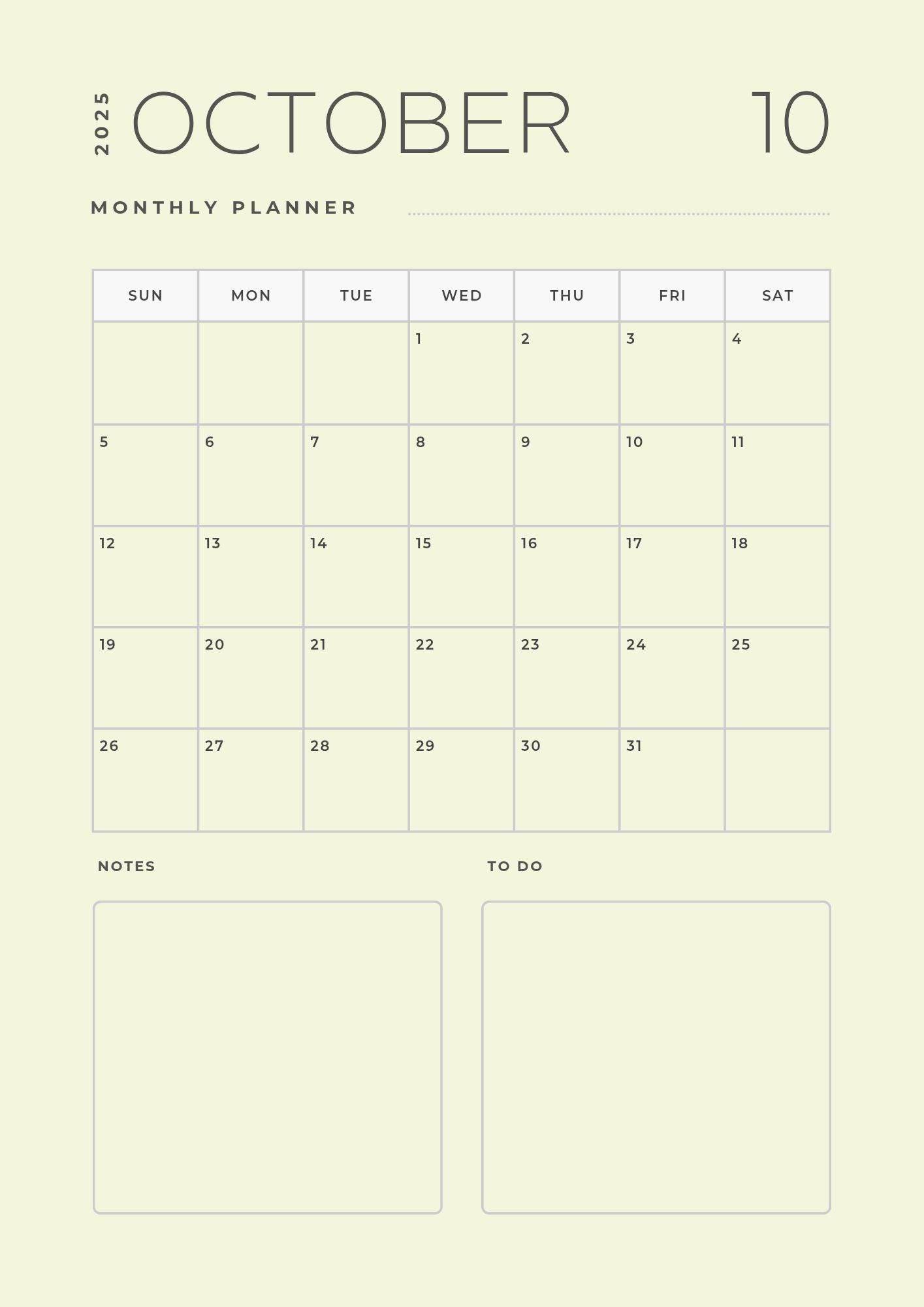 Minimalist Monthly Planner Printable | 2025 Calendar | A4 & US Letter ...