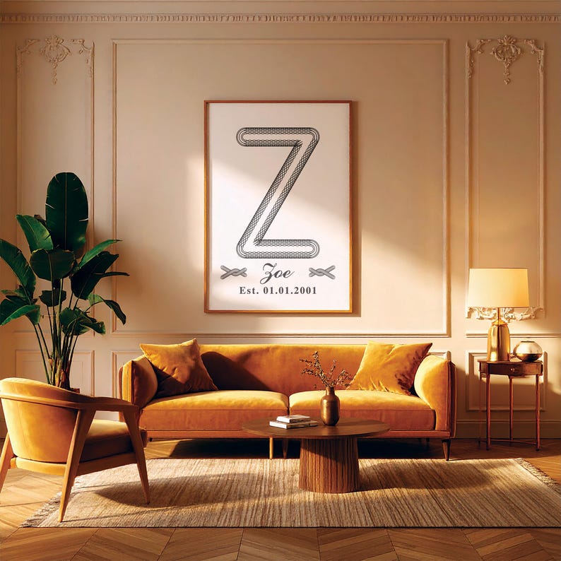 Custom Monogram Wall Art - Personalized Name & Letter Print, Math Wall ...