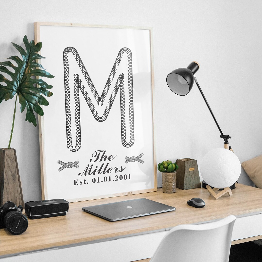 Custom Monogram Wall Art - Personalized Name & Letter Print, Math Wall ...