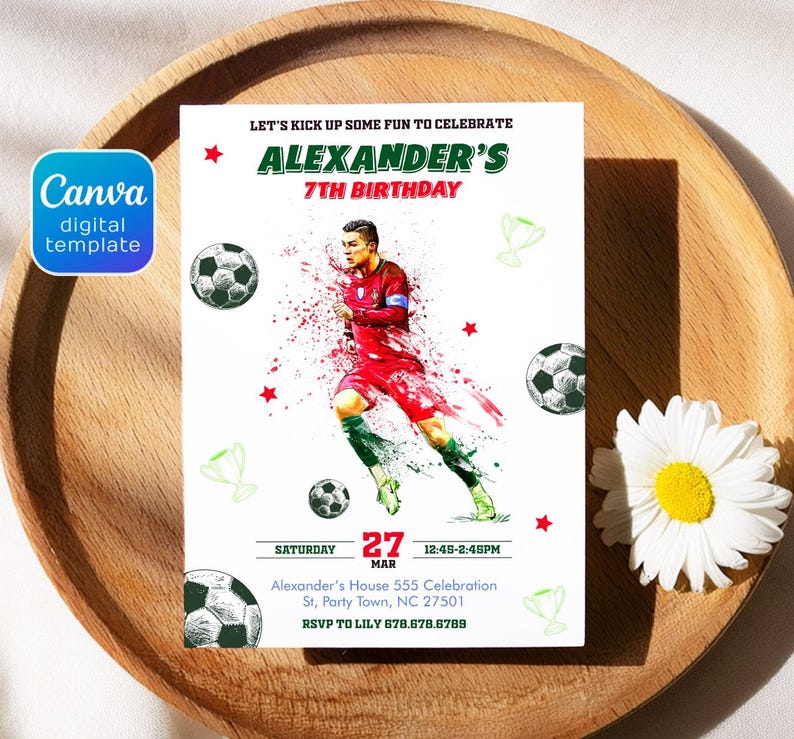Ronaldo Invitation, Soccer Invite, Champions League Birthday Invitation ...
