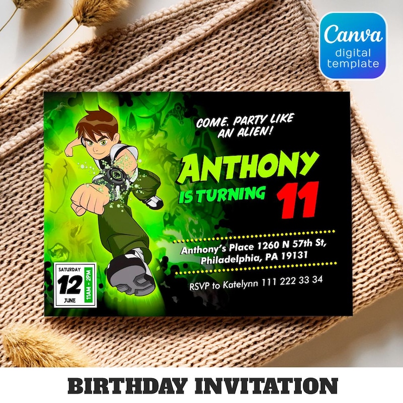 Ben10 Invitation - Etsy