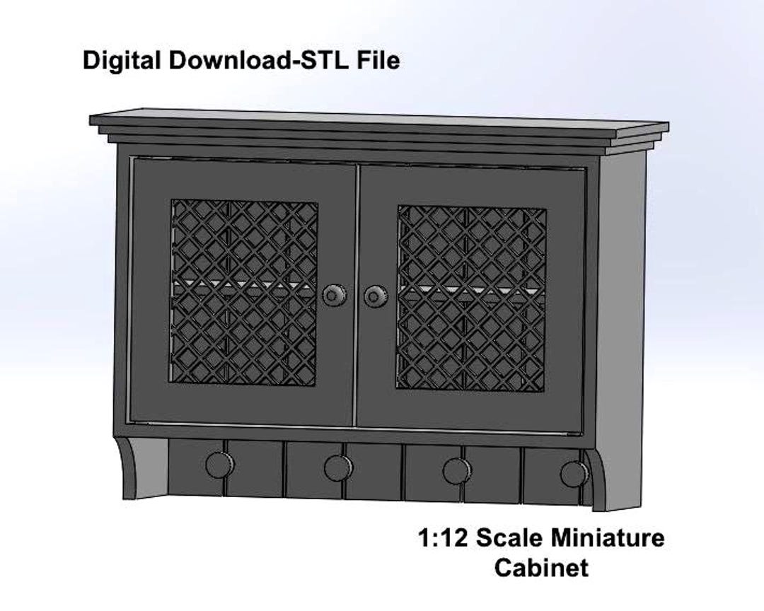 1:12 Scale Miniature Cabinet STL File - Digital Download Dollhouse ...
