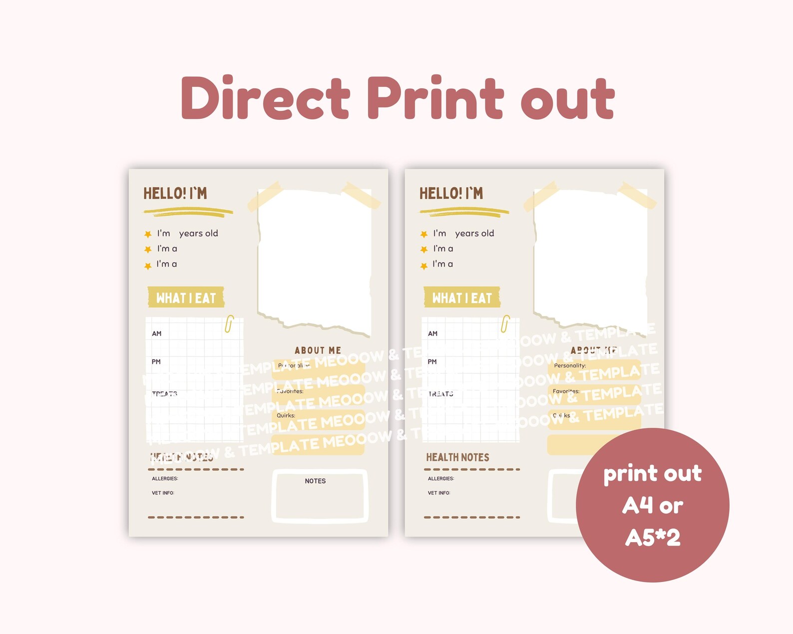 Editable Cat Care Profile Template: Pet Sitter Instructions (PDF ...