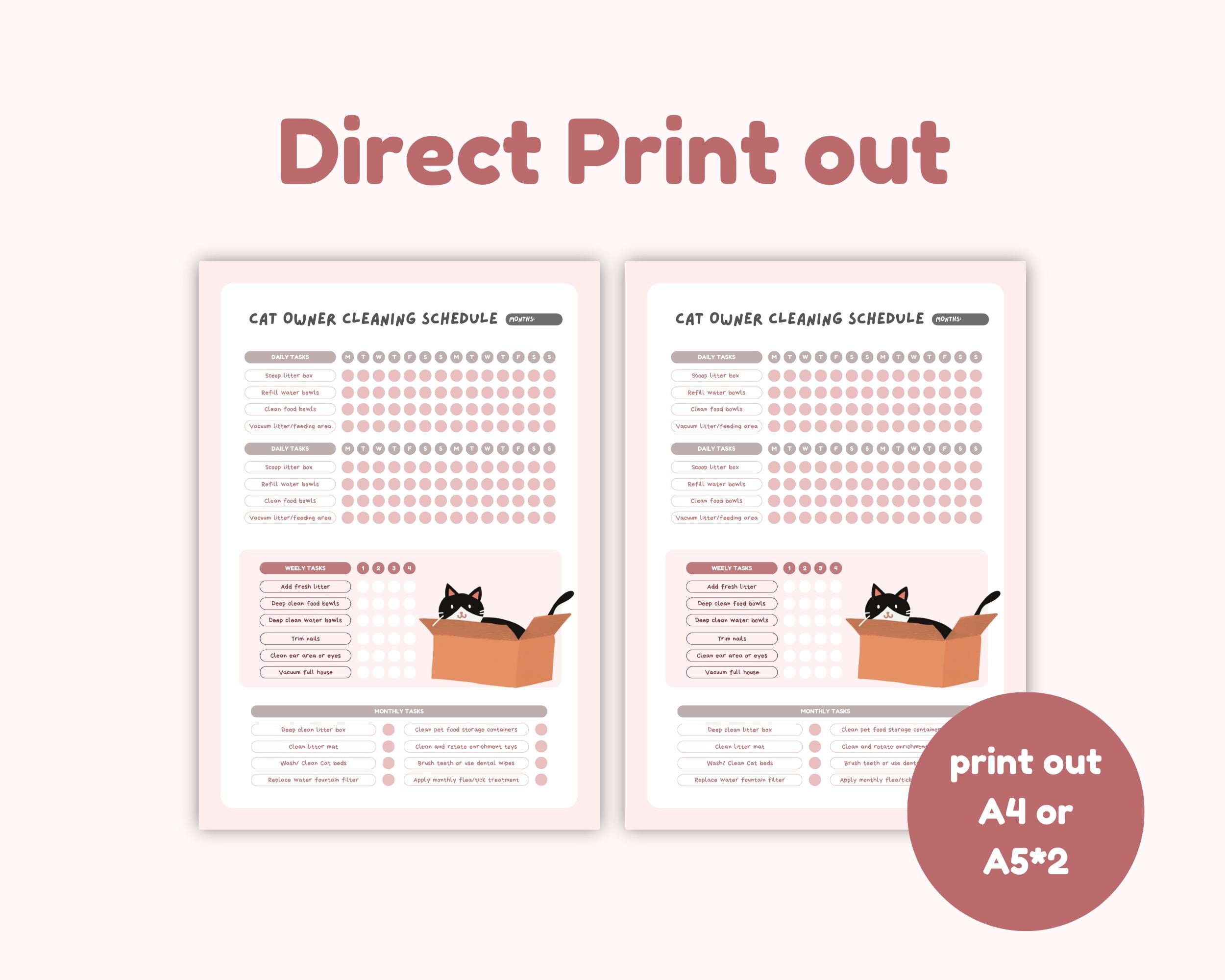 Cat Care Cleaning Checklist: Monthly Schedule, Editable PDF & Canva ...