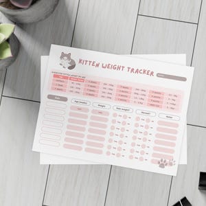 Kitten Weight Tracker | Cat Weight Chart, Kitten Health Growth Log ...