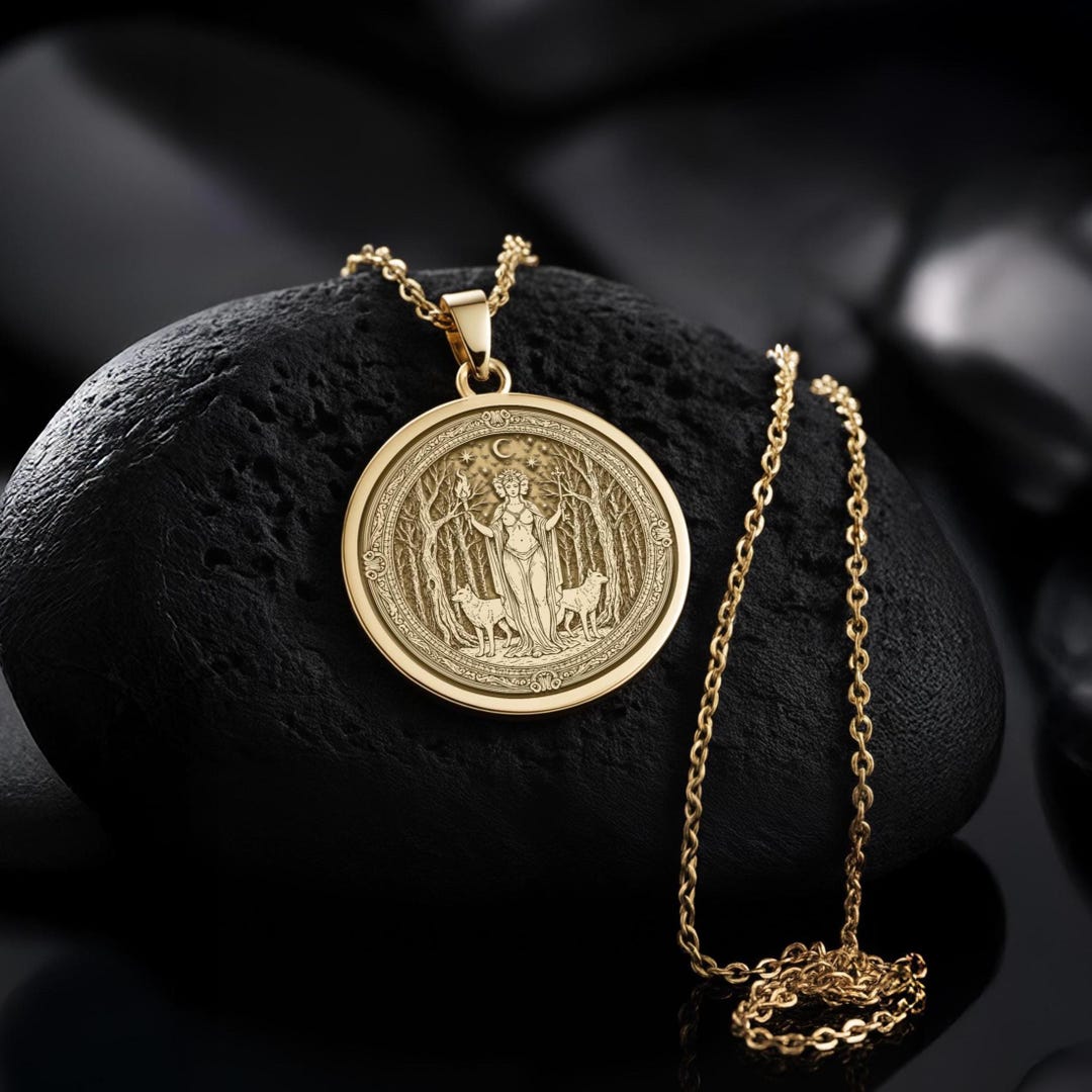 14K Gold Hecate Necklace :silver Witchcraft Jewelry ,moon Goddess ...