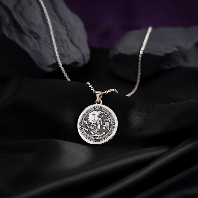 Archangel Raphael Necklace: 14K Gold & Sterling Silver Healing Pendant ...