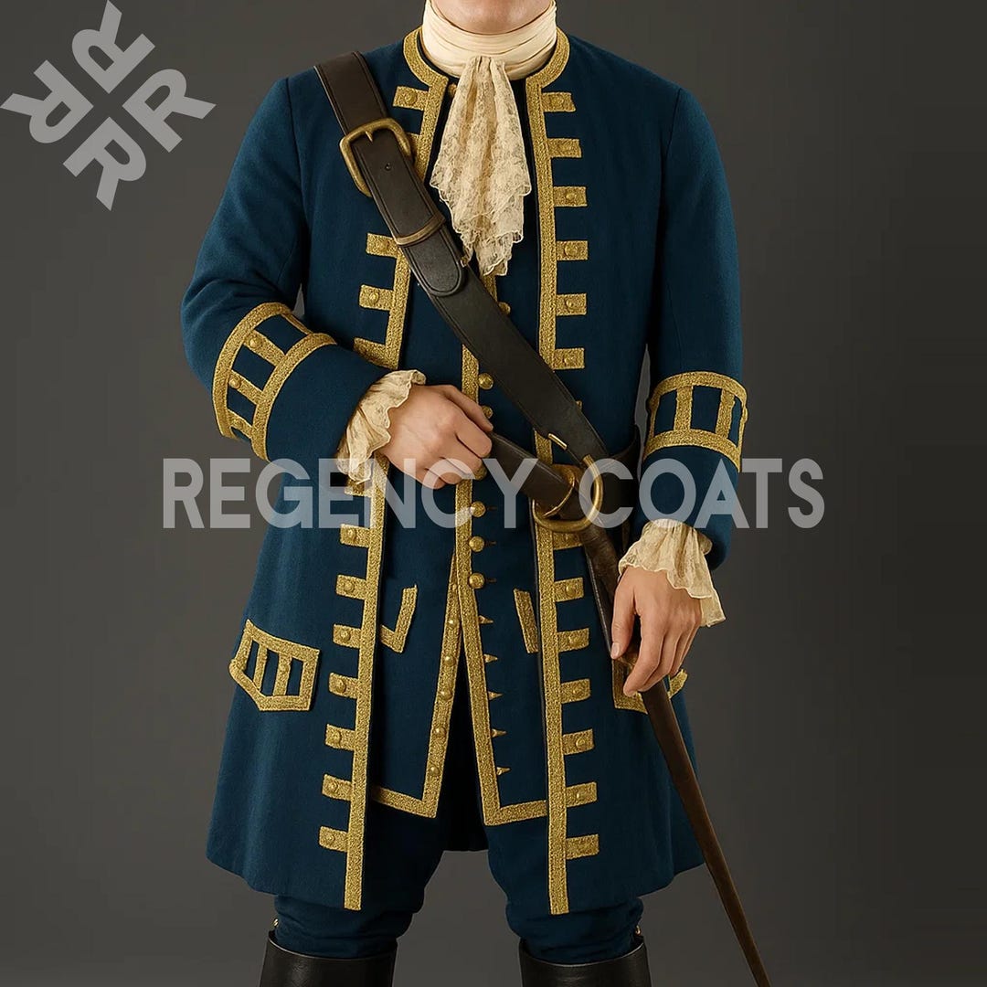 Blue Wool Frock Coat: Halloween Pirate Musketeer Style - Etsy