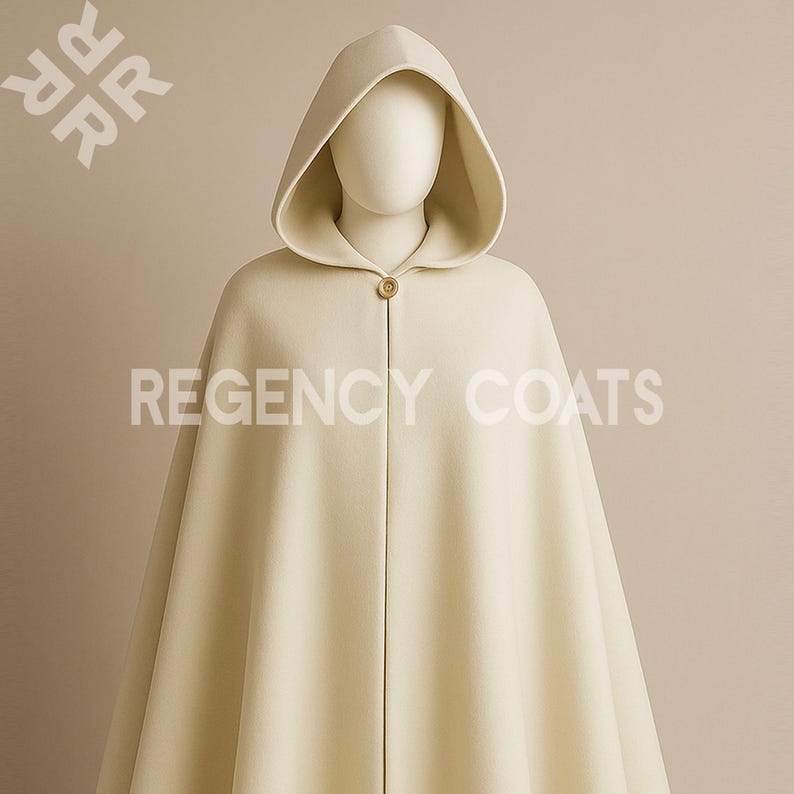 Off White Wool Full Circle Cloak, Full-length Medieval Cloak, Warm ...