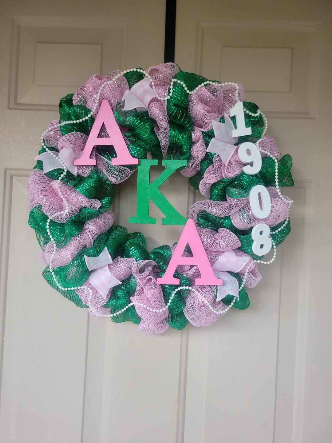 16" Alpha Kappa Alpha Inspired Wreath – AKA Sorority Door Decor - Etsy