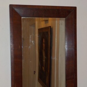 Antique Farmhouse PRIMITIVE Federal Crotch Mahogany Veneer Wall MIRROR ...