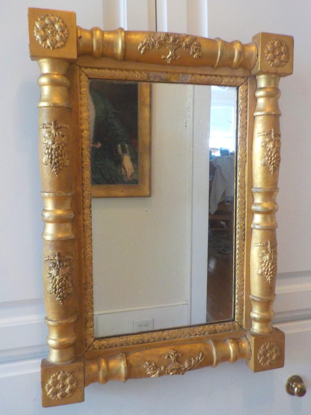 Antique FEDERAL Victorian, Corner Block , Gilt GOLD , Split Baluster ...