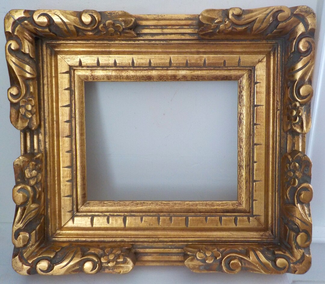 Vintage Gilt Luminous GOLD Chunky Carved WOOD Mexican Style Picture ...