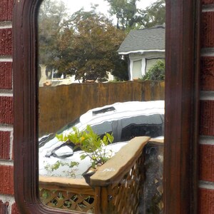 Antique PRIMITIVE Farmhouse , Old Wavy Glass, BROWN Arched Tombstone ...