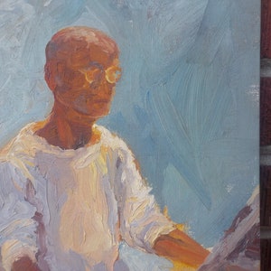 Vintage AFRICAN American Black MAN Sitting, Impressionist Impasto Oil ...