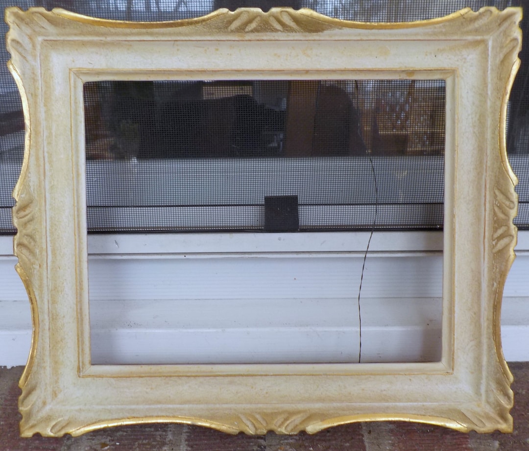 Vintage ITALIAN , Off-white & Gold, Fluted Edges, WOOD Picture Frame, 8 ...