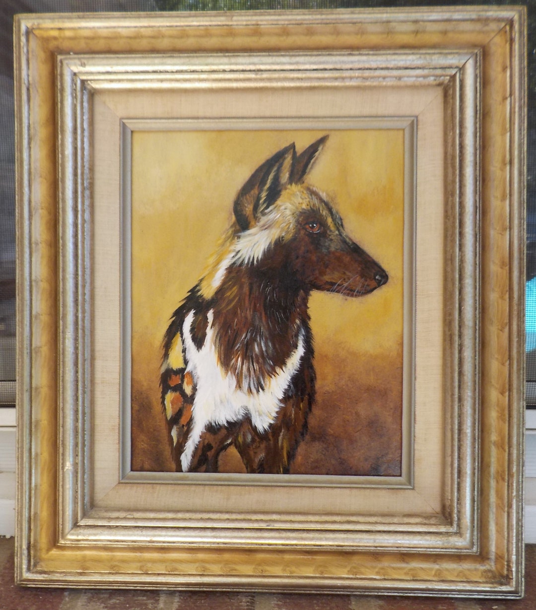 Original AFRICAN WILD DOG Profile Realism Animal Oil Portrait Painting ...