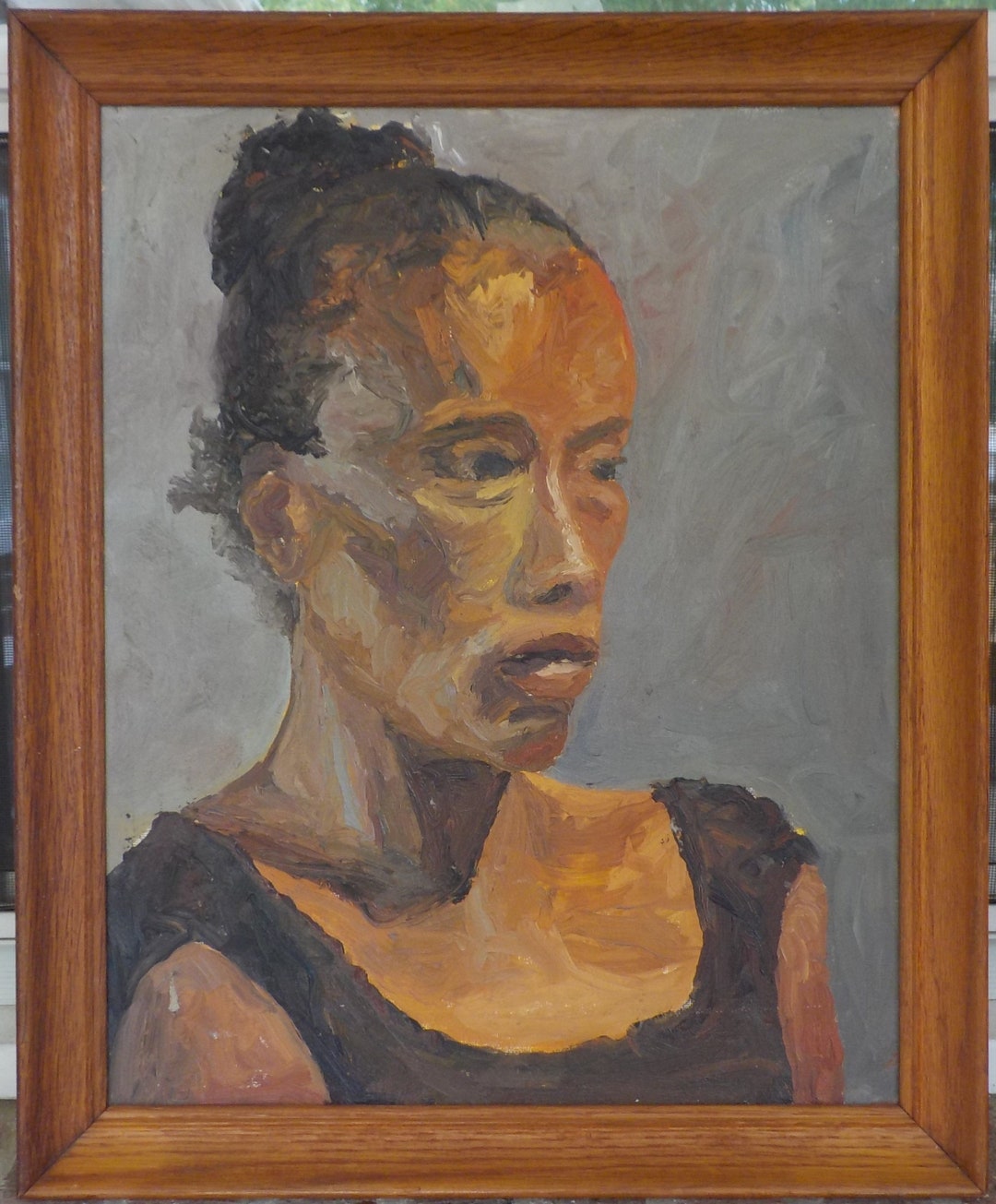 Vintage AFRICAN Black WOMAN, Impressionist Impasto Oil Portrait, Artist ...