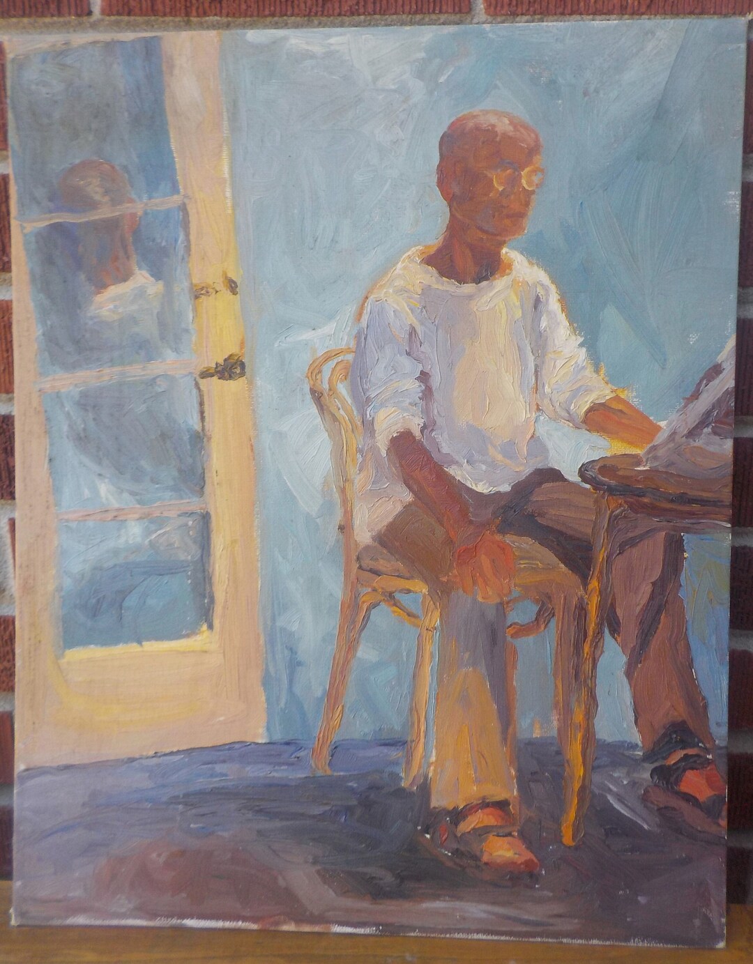 Vintage AFRICAN American Black MAN Sitting, Impressionist Impasto Oil ...