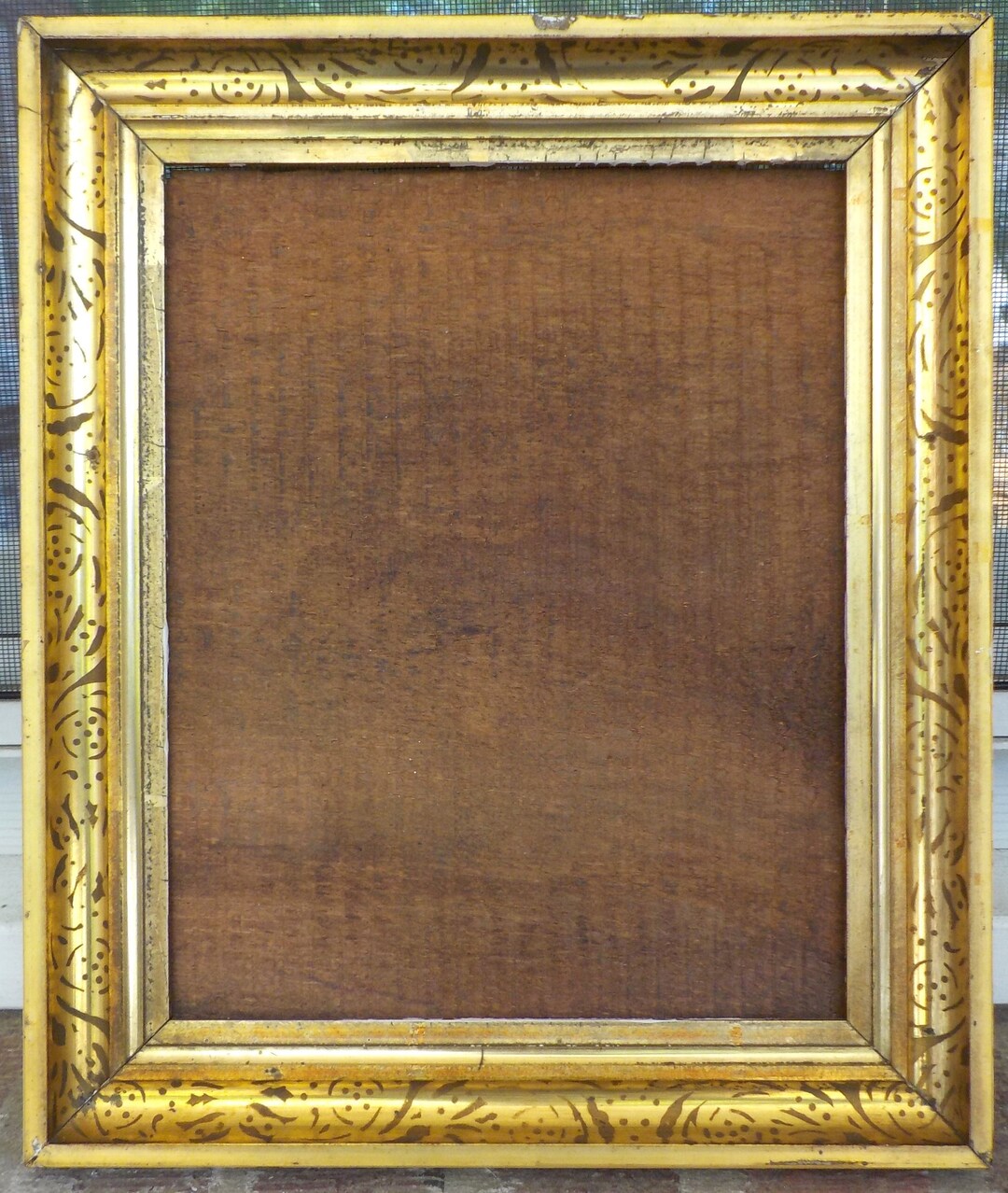 Antique VICTORIAN , GILT Lemon GOLD, Stenciled Designs , Coved Wood ...