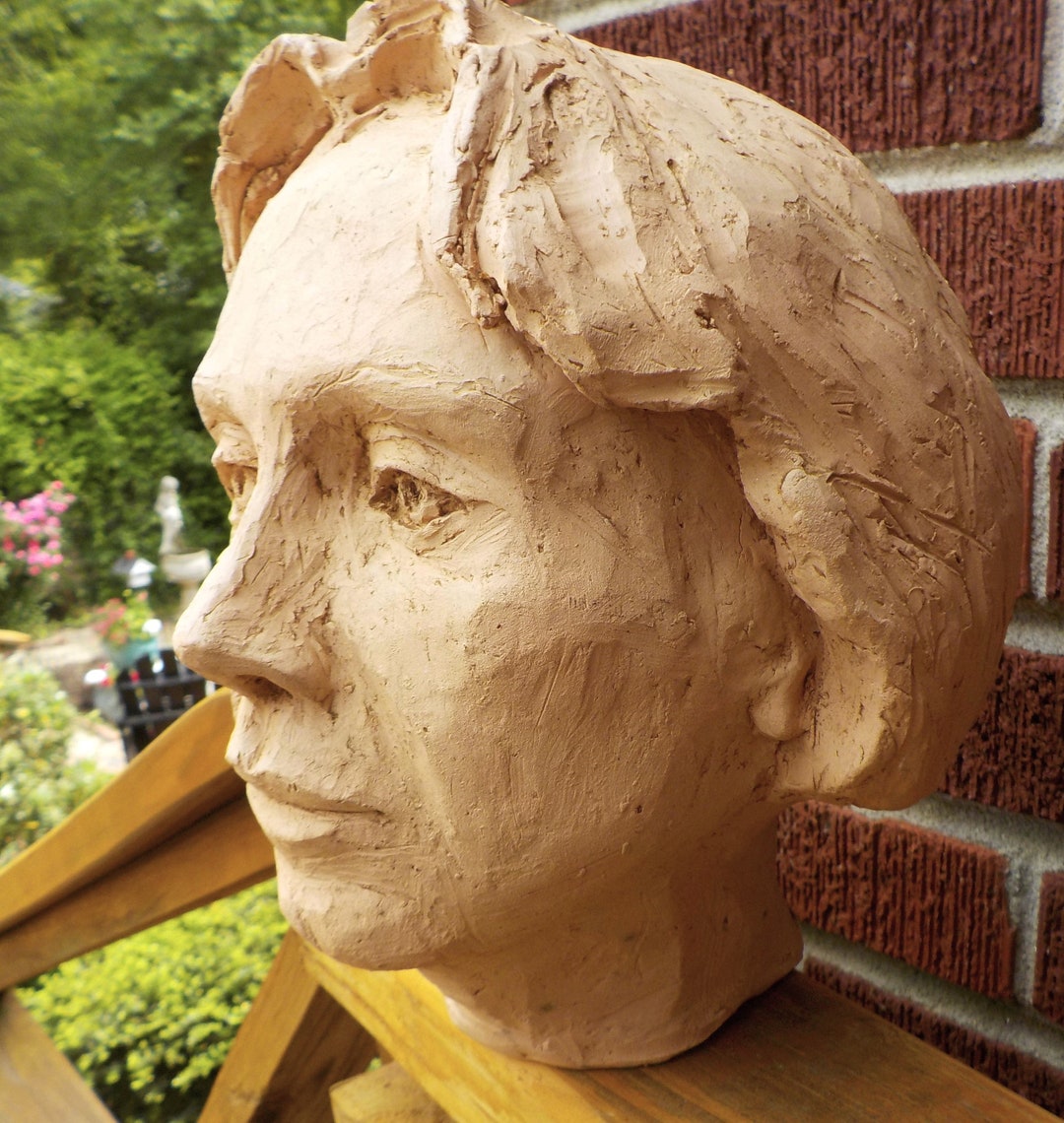 Vintage POTTERY HEAD , Woman Art Class , CLAY Terracotta , Southern ...