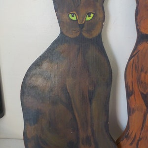 Vintage FOLK Art, Hand-painted Tabby CATS , Primitive WOOD Wall ...