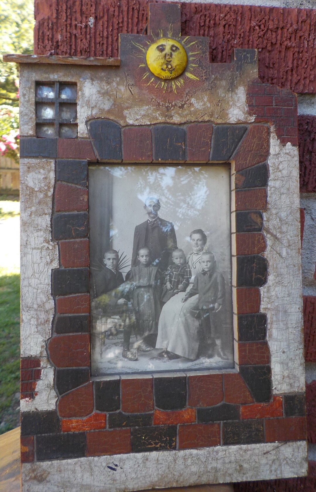 Antique German FOLK ART , Hand-crafted Unique , HOUSE Picture Frame ...