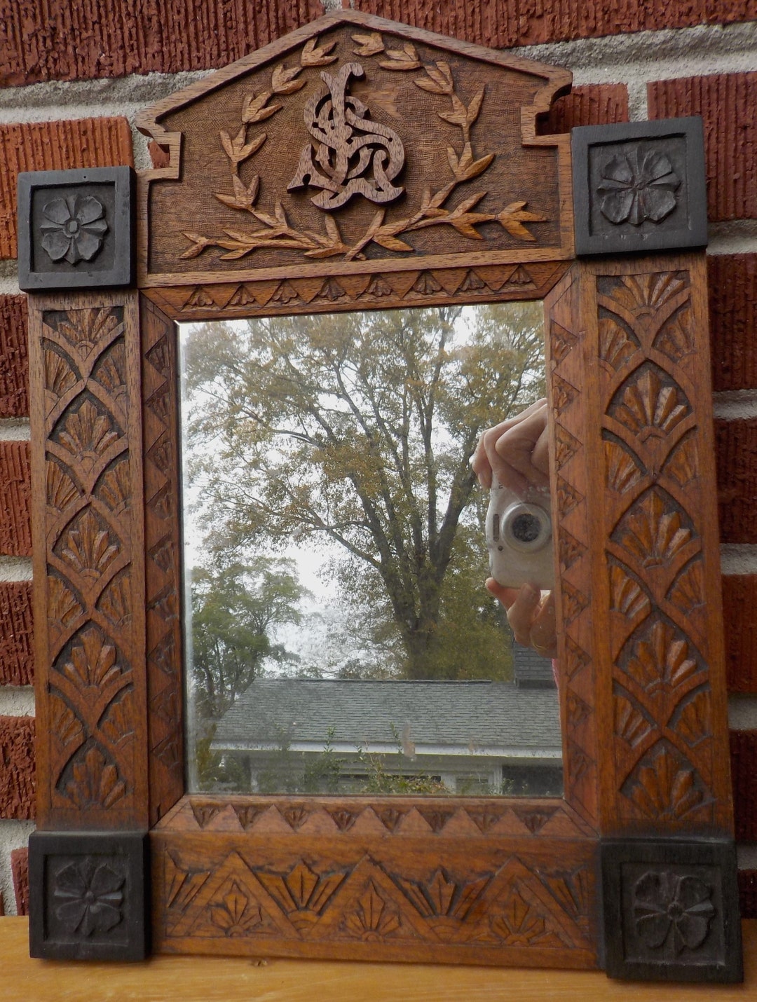 Antique Vintage Hand-carved WOOD Four Leaf Clover Corners Folk Art Wall ...