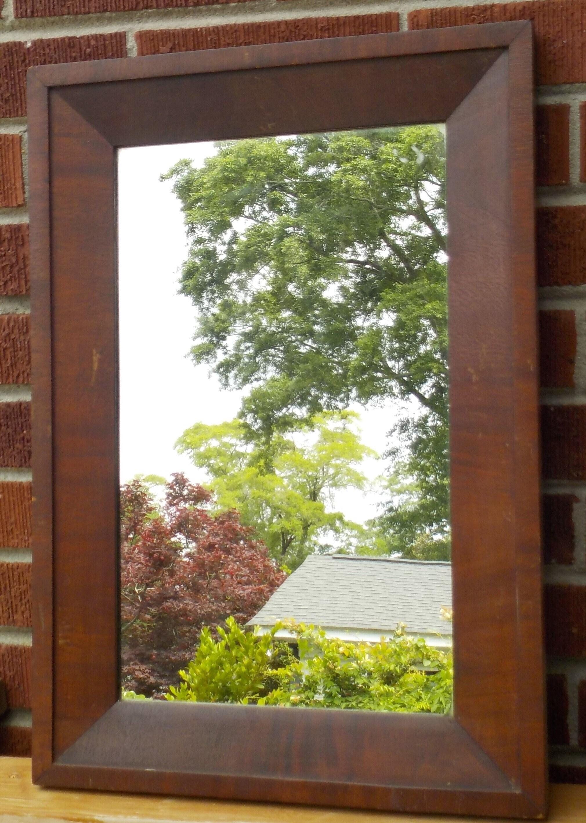 Antique Farmhouse PRIMITIVE Federal Crotch Mahogany Veneer Wall MIRROR ...