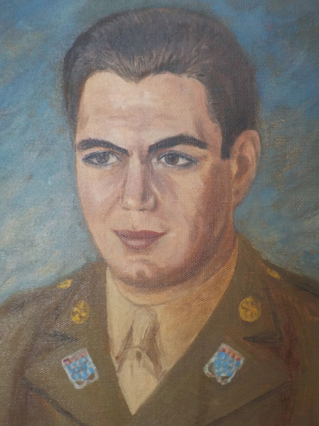 Vintage HANDSOME Man, American ARMY Soldier WWII Military, Oil Portrait ...