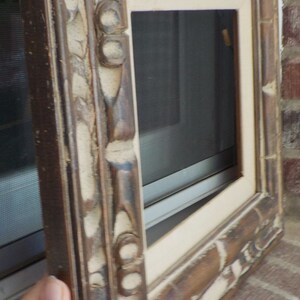 Midcentury MEXICAN Hand-carved BROWN & Taupe Wash, Chunky Wood Frame, 8 ...