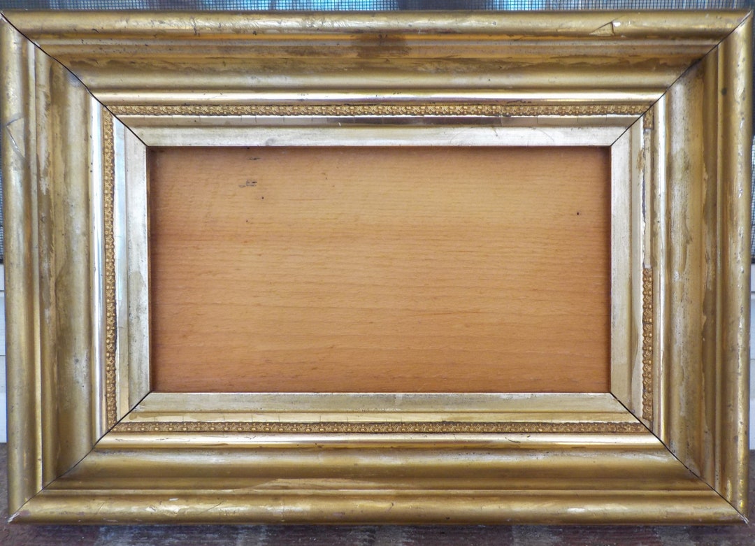 Antique Shabby ,VICTORIAN Rectangular GILT Lemon GOLD, Coved Small Wood ...