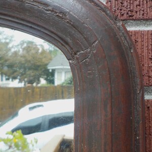 Antique PRIMITIVE Farmhouse , Old Wavy Glass, BROWN Arched Tombstone ...