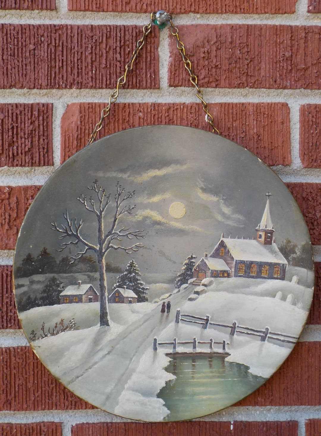Antique Victorian WINTER SNOWY Moonlit LANDSCAPE Christmas - Etsy
