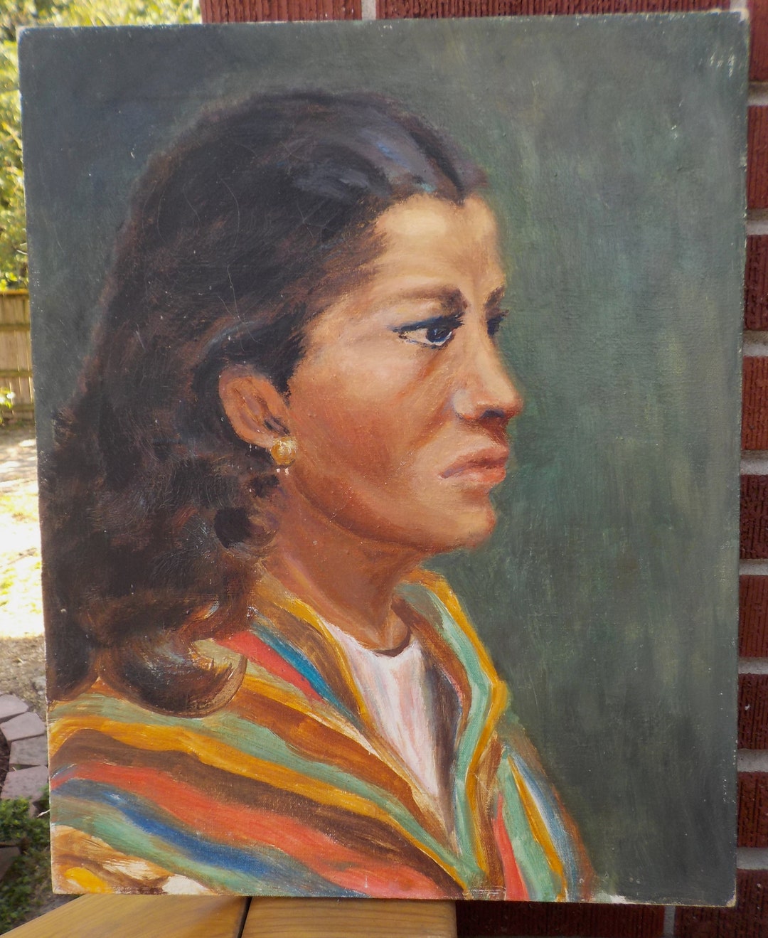 Midcentury Hispanic MEXICAN WOMAN Colorful Shawl Oil Portrait - Etsy