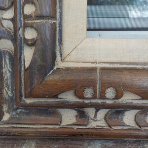 Midcentury MEXICAN Hand-carved BROWN & Taupe Wash, Chunky Wood Frame, 8 ...