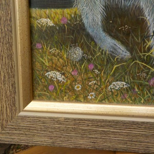 Original RACCOON, up Against the Fence , Landscape Acrylic PAINTING, Framed by Fred Weiser , 22 ...
